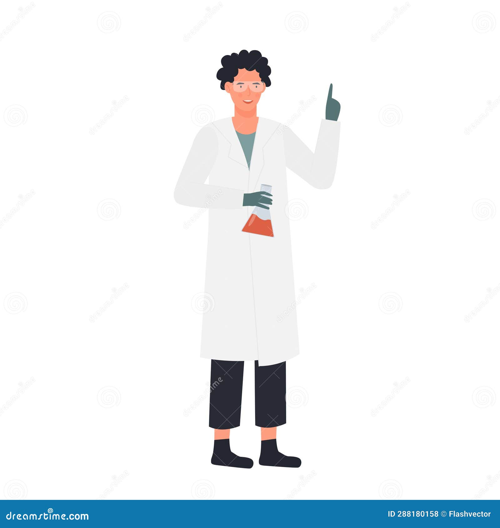 Scientist with Pointing Finger Stock Illustration - Illustration of ...