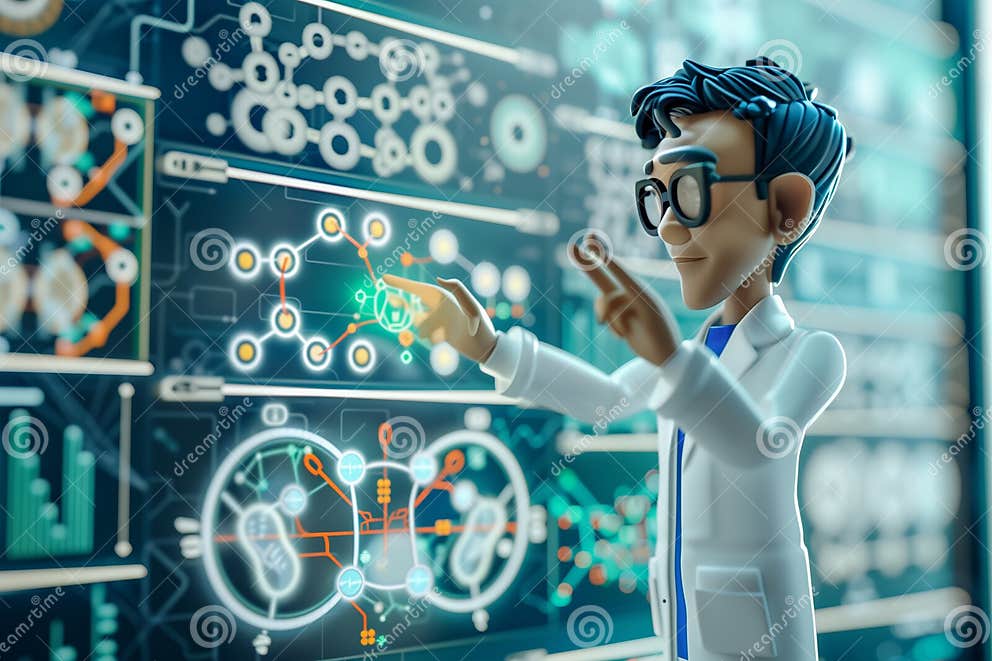Scientist Pointing at Screen in Lab Stock Image - Image of learning ...