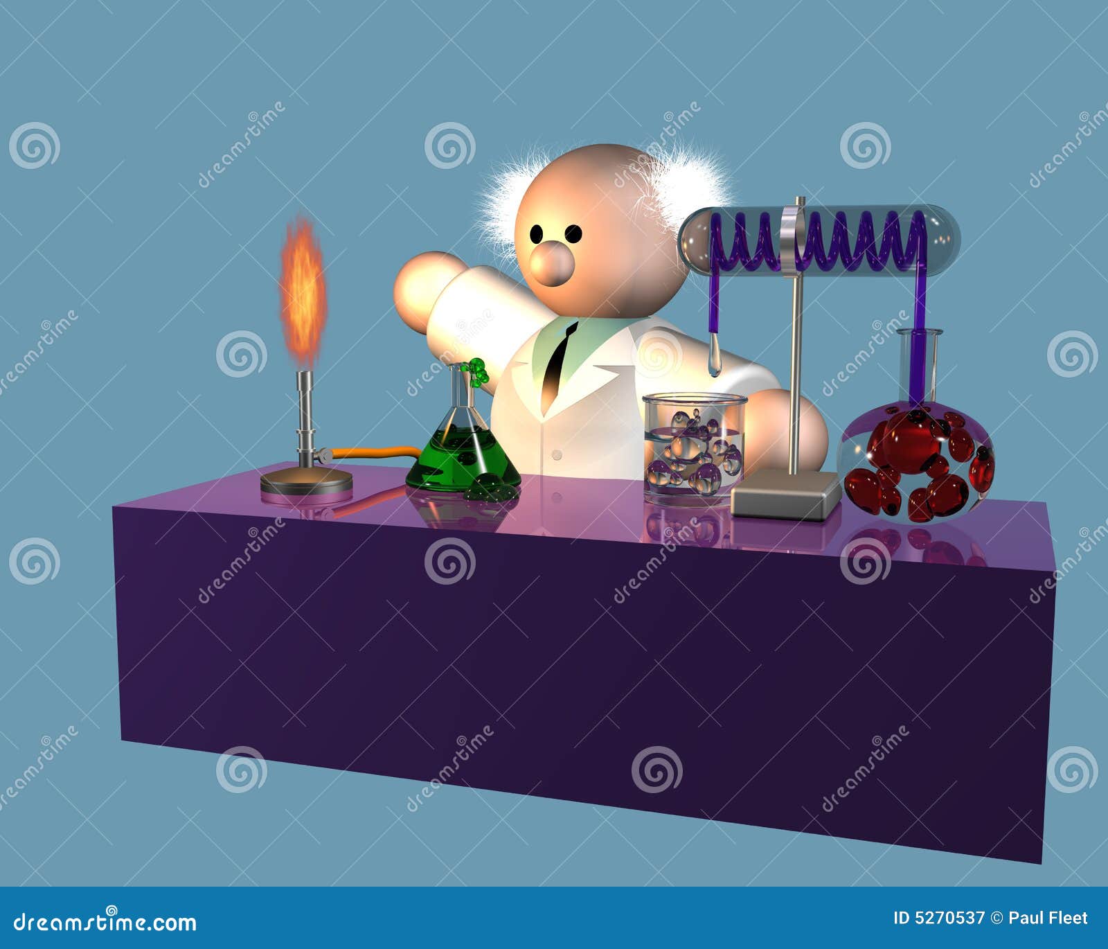 A Scientist Pondering His Experiment on Workbench Stock Illustration ...