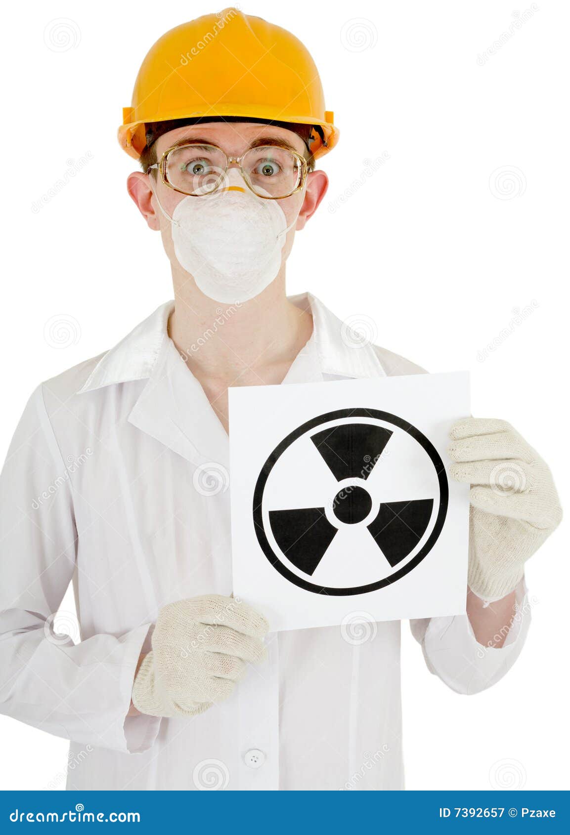 Scientist with Poster Radiation Stock Image - Image of production ...