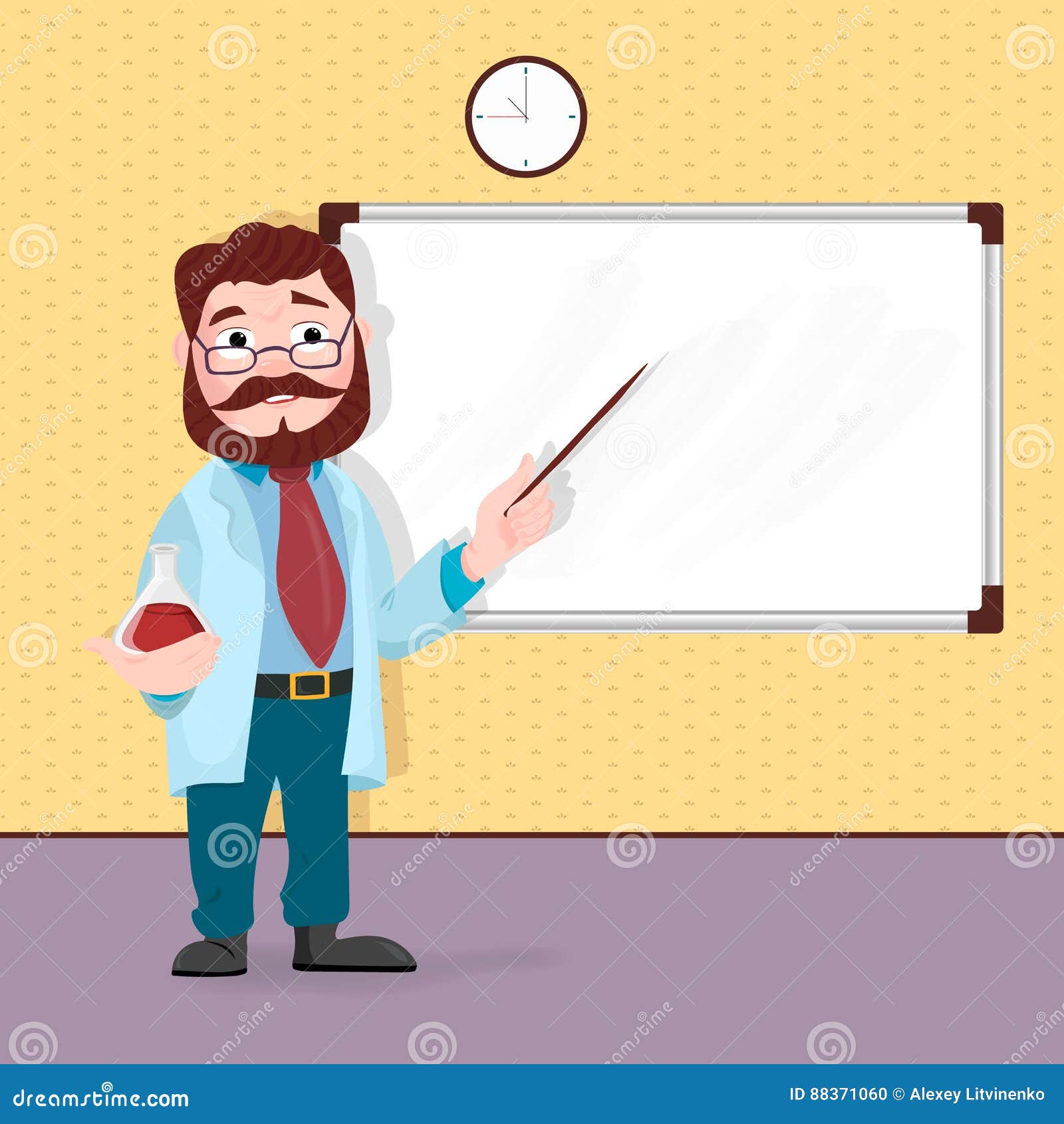 Scientist Professor Standing in Front of Blackboard Stock Vector ...
