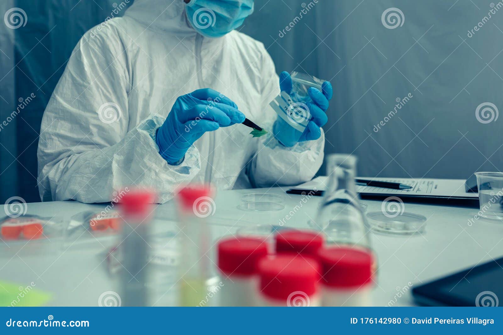 Scientist with Protection Suit Doing Research in the Laboratory Stock ...