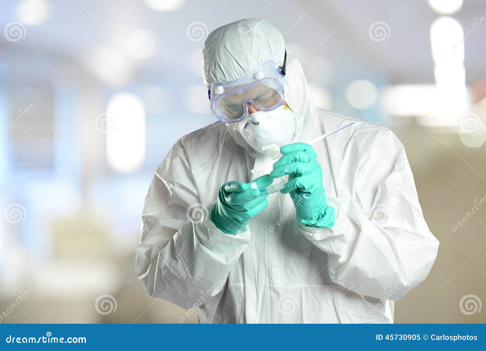 Scientist in Protective Hazmzt Suit Working in Laboratory Stock Image ...