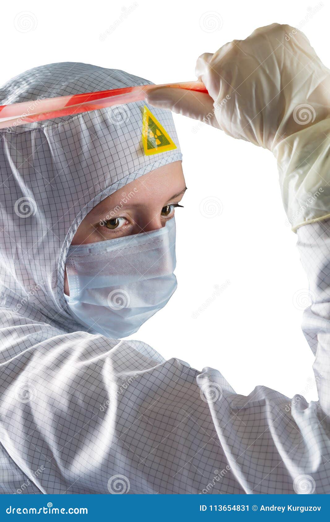 Scientist in a Protective Suit, Work in the Radiation Zone Stock Image ...