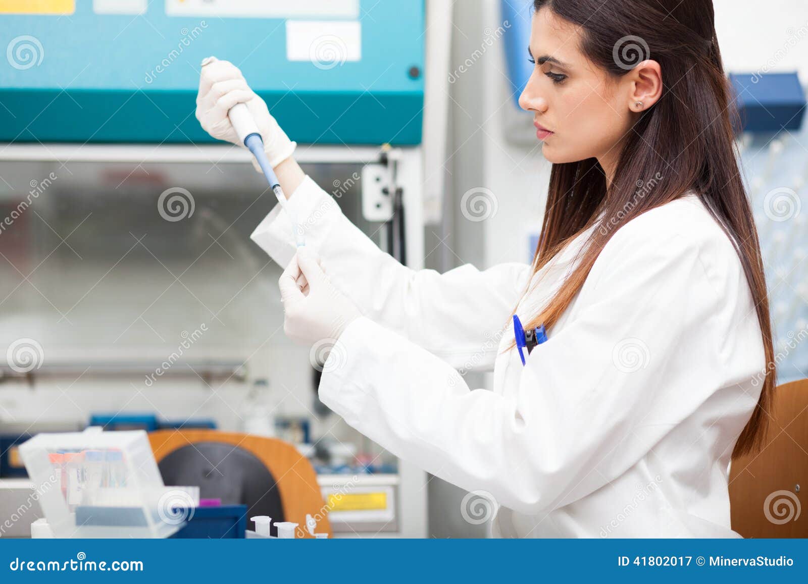 Scientist Putting a Sample in a Test Tube Stock Image - Image of ...