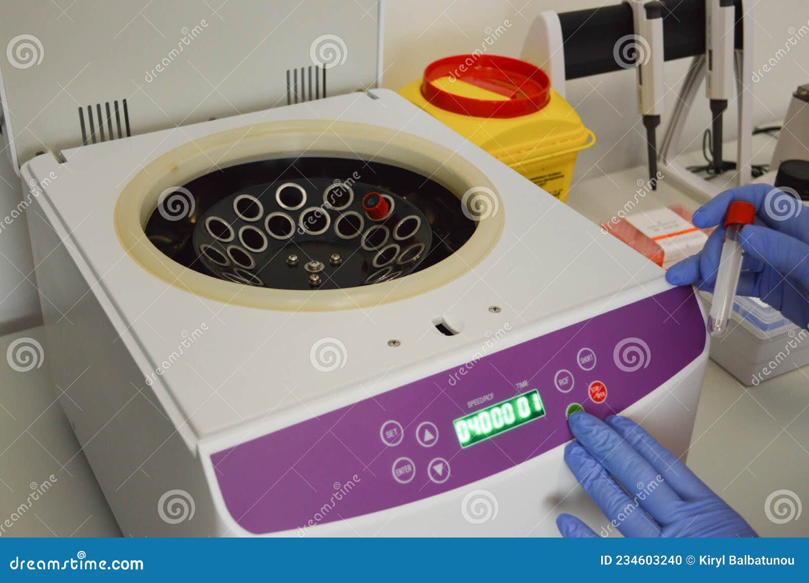 Scientist Putting Test Tube into Centrifuge Stock Photo - Image of tube ...