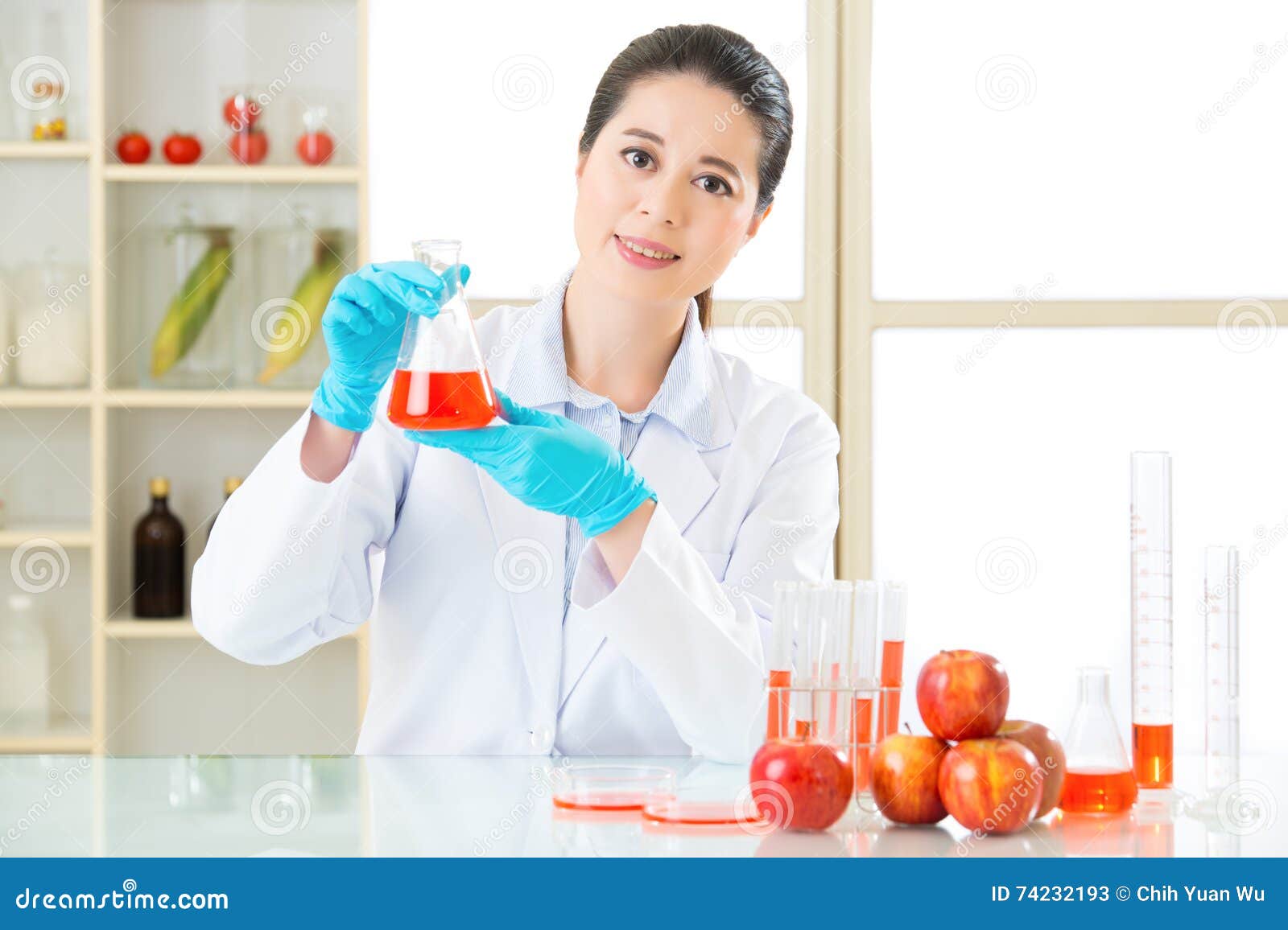 Scientist Research and Develop Healthy Genetic Modification Food Stock ...