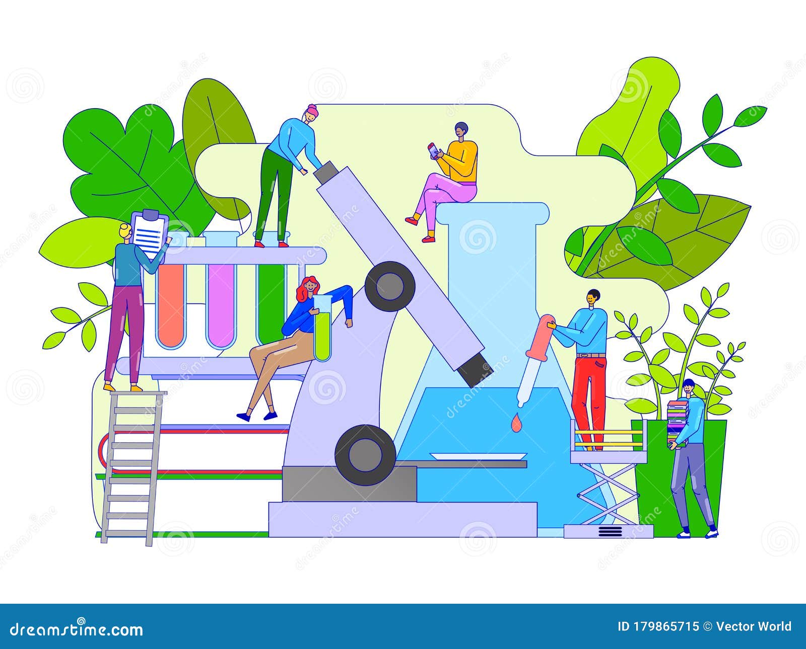 Scientist Research in Laboratory Concept, Tiny People Cartoon ...