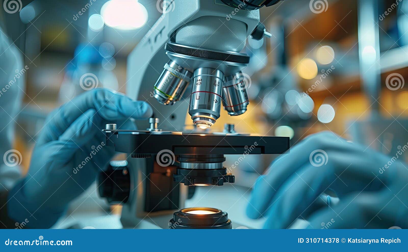 Scientist Researcher Using Microscope in Laboratory. Medical Research ...