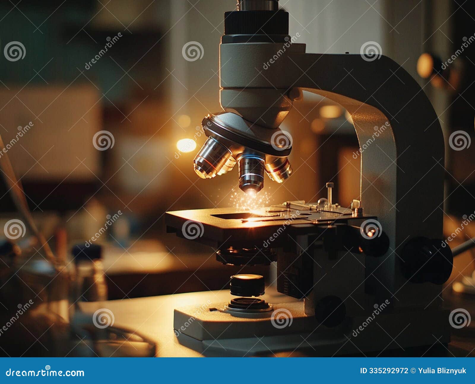 A Scientist& X27;s Microscope on the Desktop. Stock Photo - Image of ...