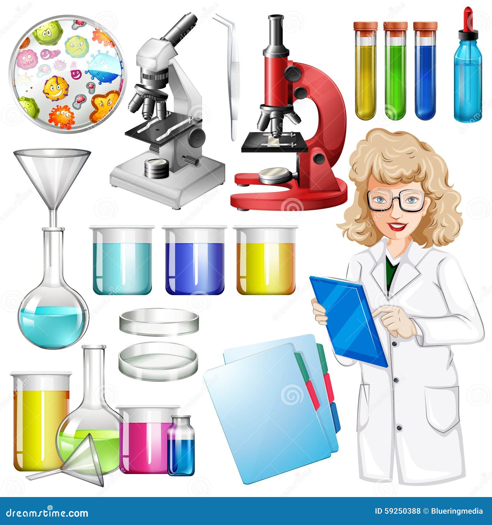 Scientist with Science Equipment Stock Vector - Illustration of object ...