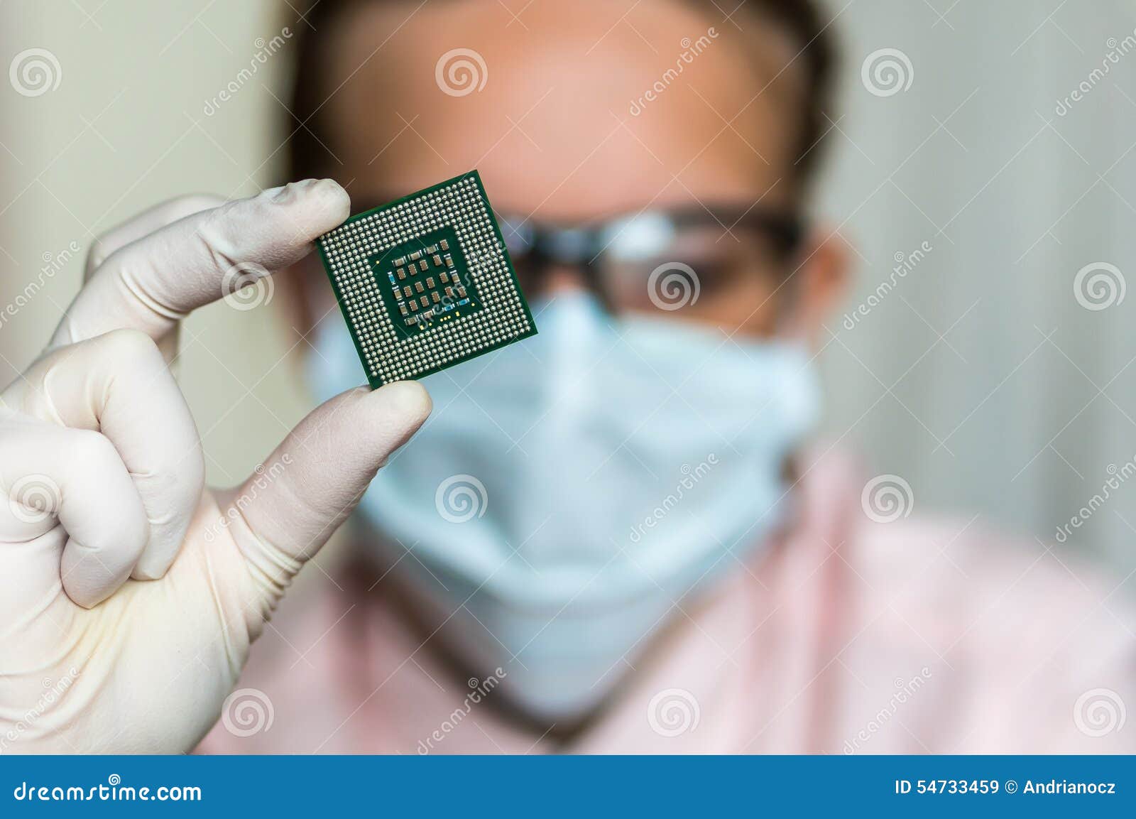 Scientist Showing the Computer Microchip before Repairs Electron Stock ...