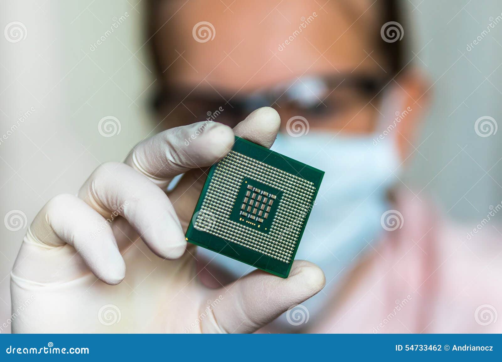 Scientist Showing the Computer Microchip before Repairs Electron Stock ...