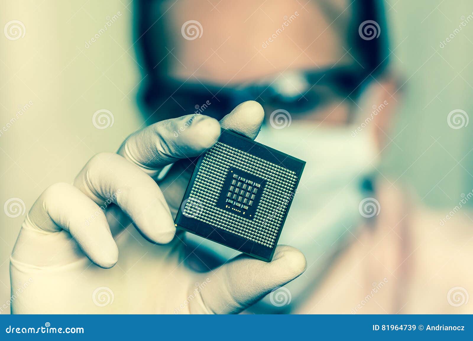 Scientist Showing the Computer Microchip before Repairs Electron Stock ...