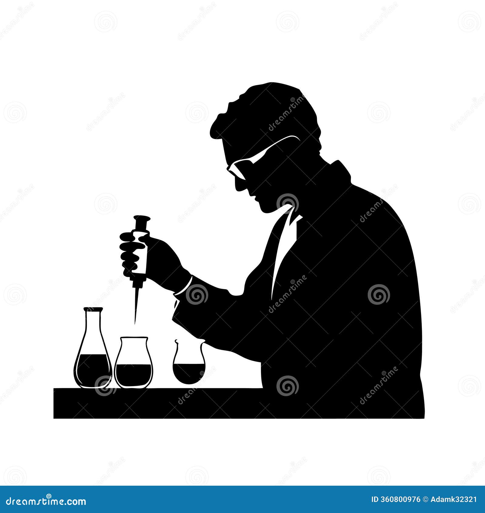 Silhouette With Pipette Laboratory Cartoon Vector | CartoonDealer.com ...