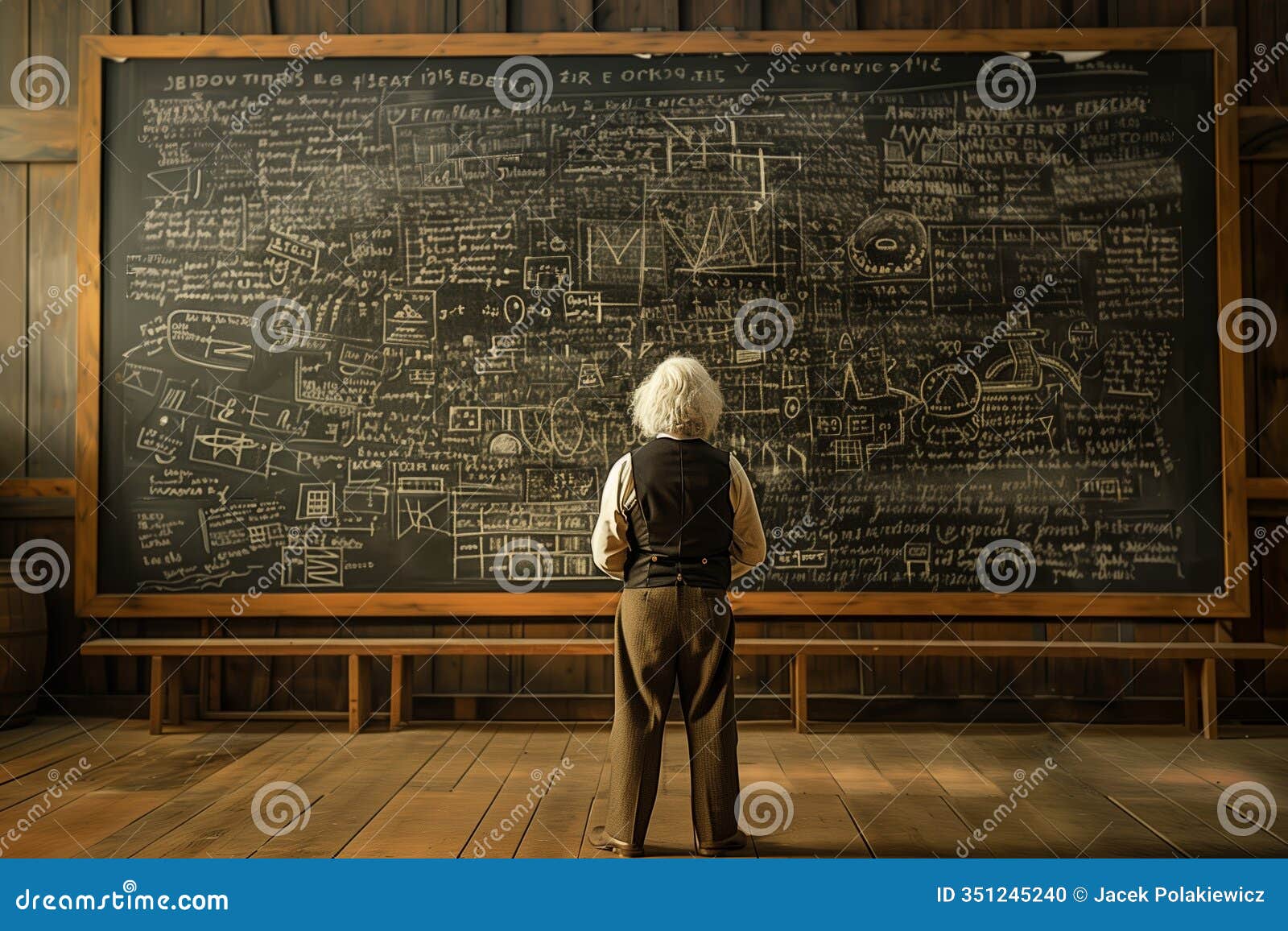 Scientist Standing in Front of a Huge Blackboard. Stock Illustration ...