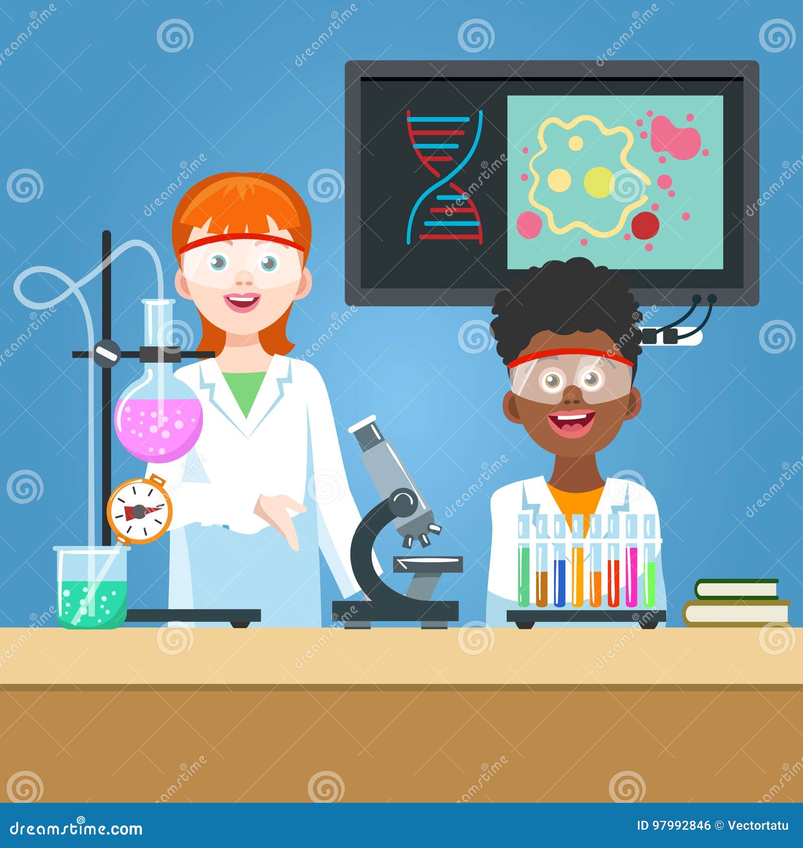 Student Of Chemistry, Paper Collage Silhouette. Cartoon Vector ...