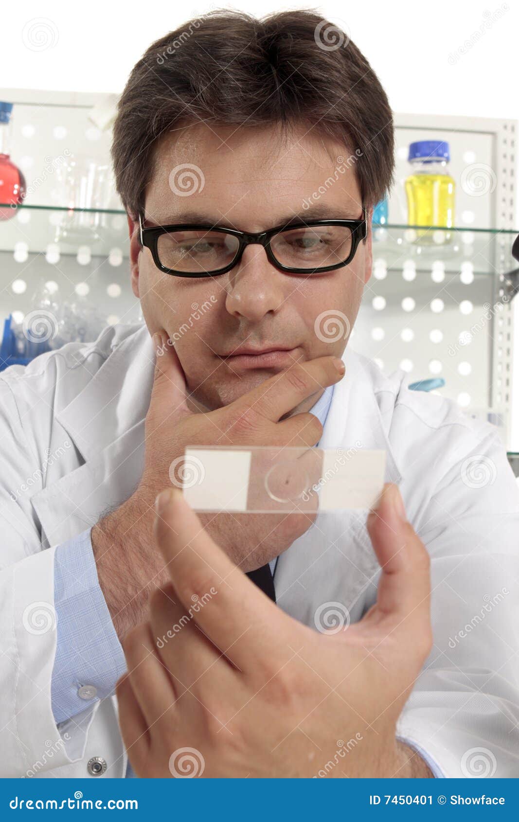 Scientist Studies a Microscope Slide Stock Image - Image of science ...