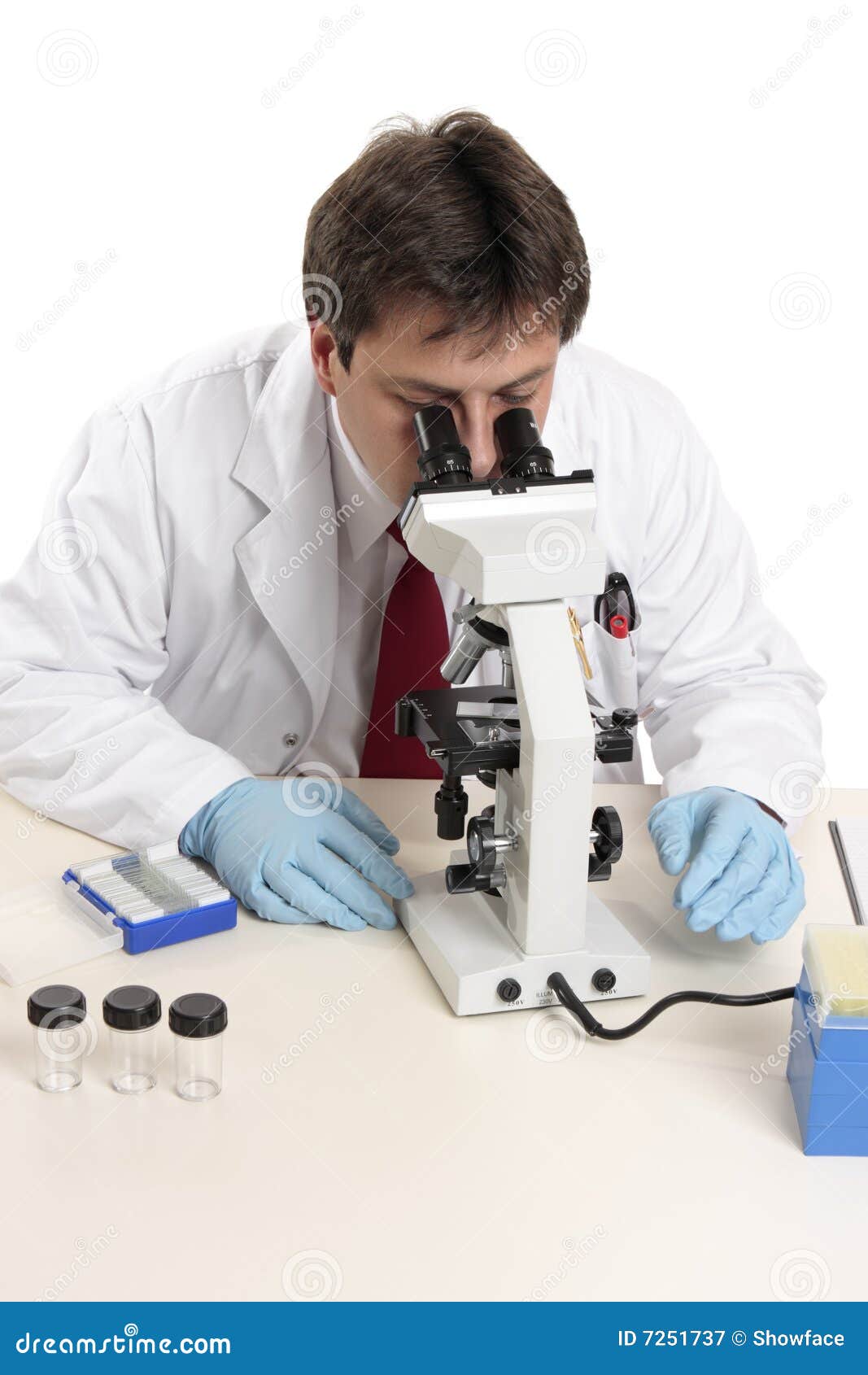 Scientist Studying Slide Under Microscope Stock Image - Image of ...