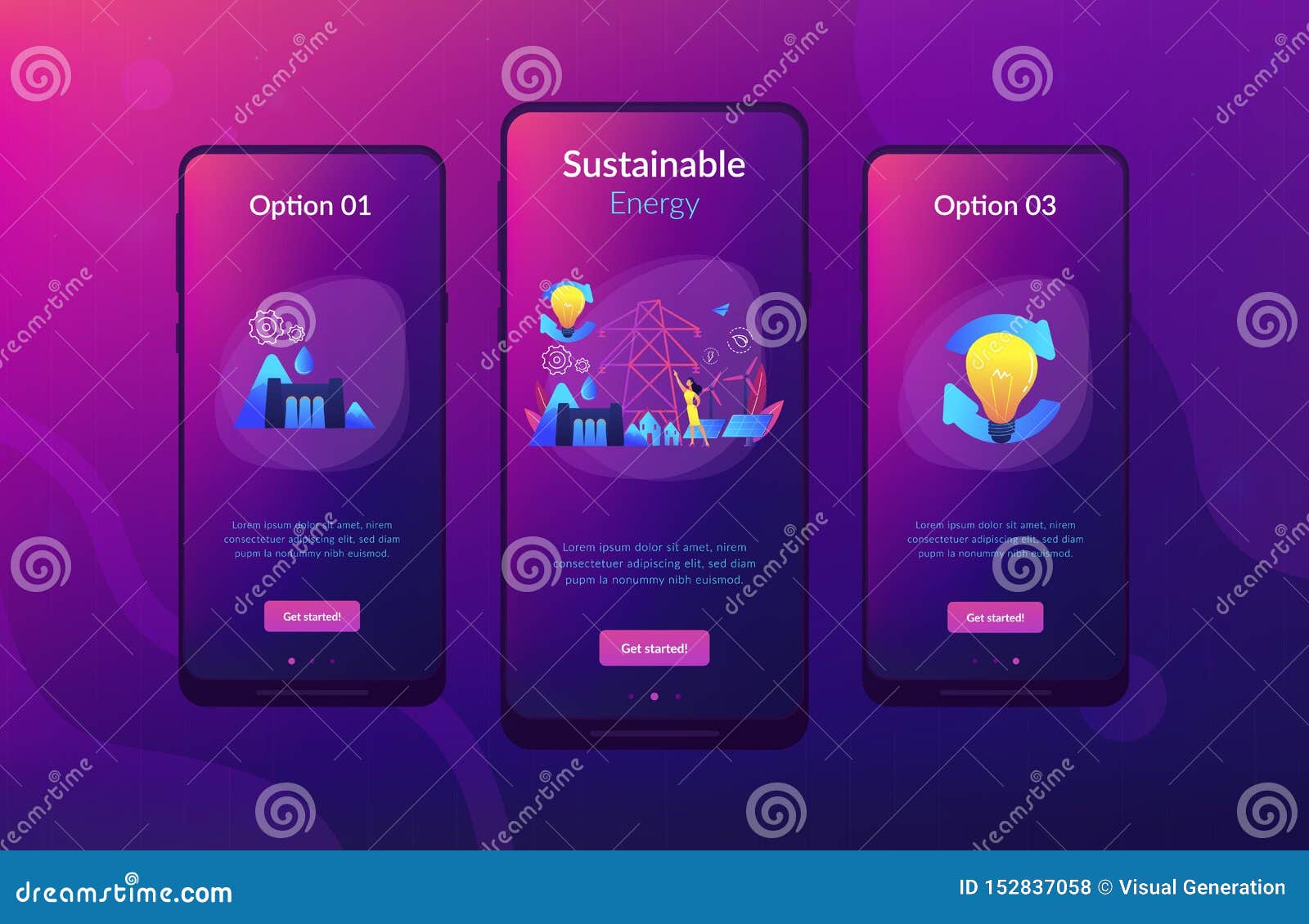 Sustainable Energy App Interface Template. Stock Vector - Illustration ...