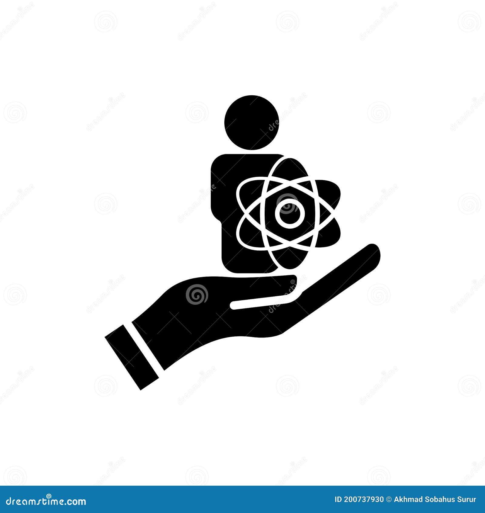 Scientist Symbol. People and Hand Icon with Atom. Design Vector Stock ...