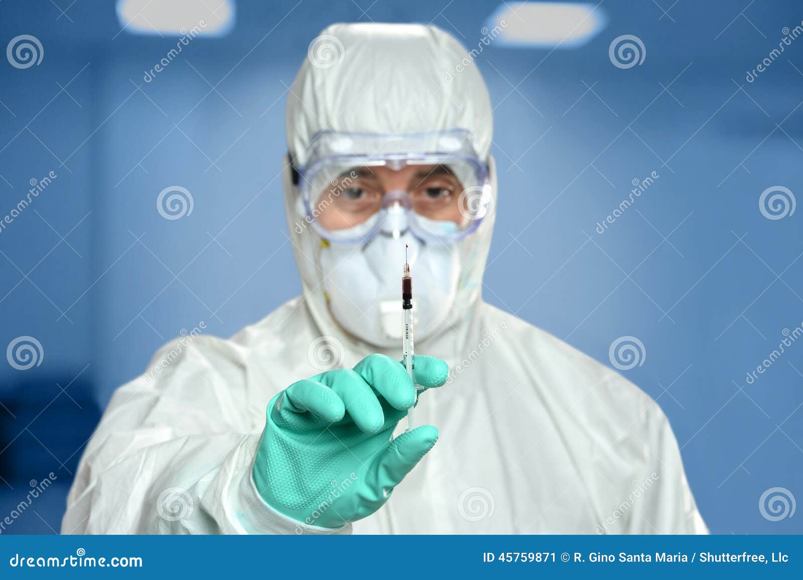 Scientist with Syringe Containing Blood Stock Image - Image of droplet ...