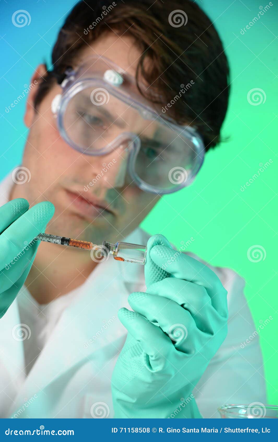 Scientist with Syringe and Vial Stock Photo - Image of solution ...