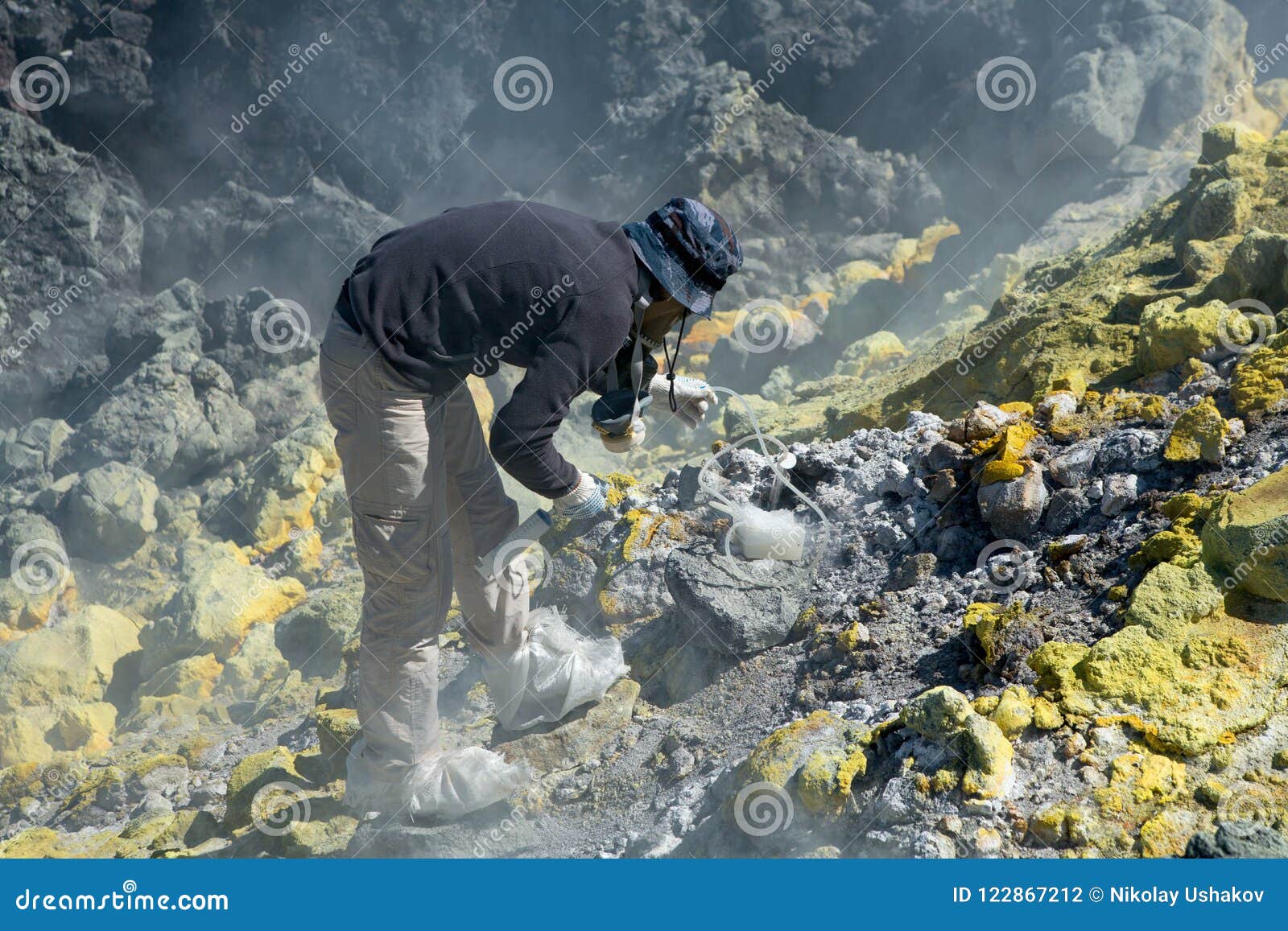 Gas Sampling on the Volcano Editorial Photography - Image of ascent ...