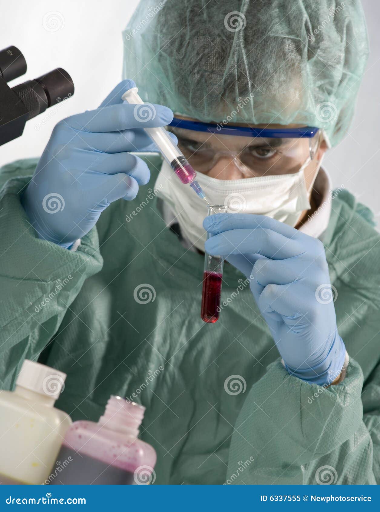 Scientist Taking a Probe in a Labor Scene with Tes Stock Image - Image ...