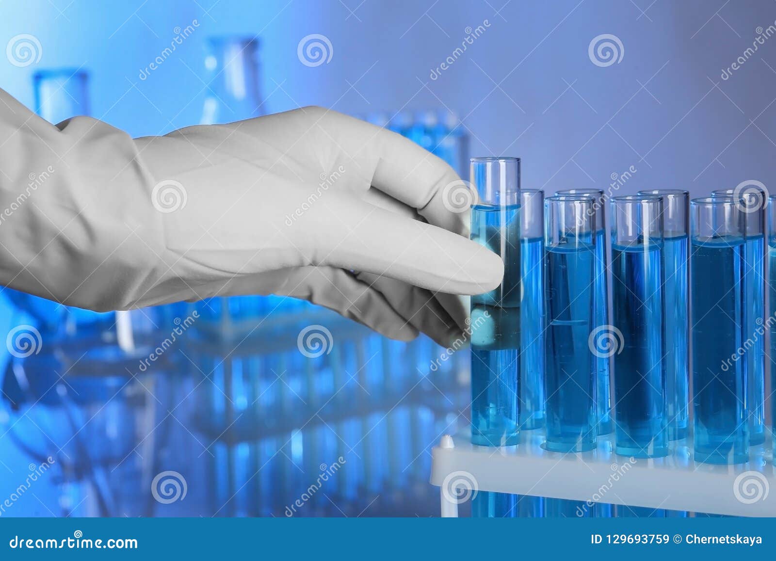 Scientist Taking Test Tube from Holder, Closeup. Stock Image - Image of ...