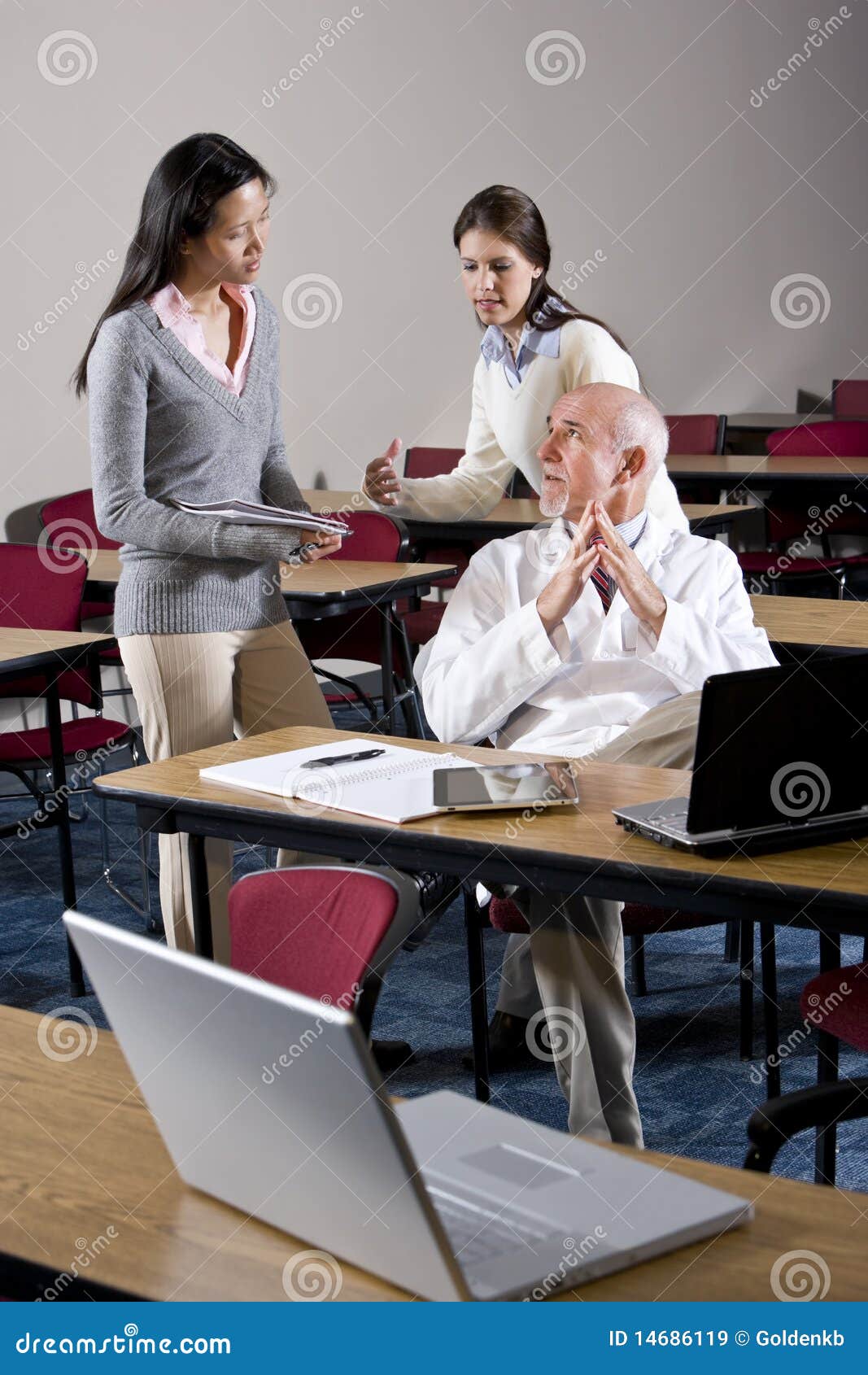 Scientist Talking To Assistants in Conference Room Stock Image - Image ...