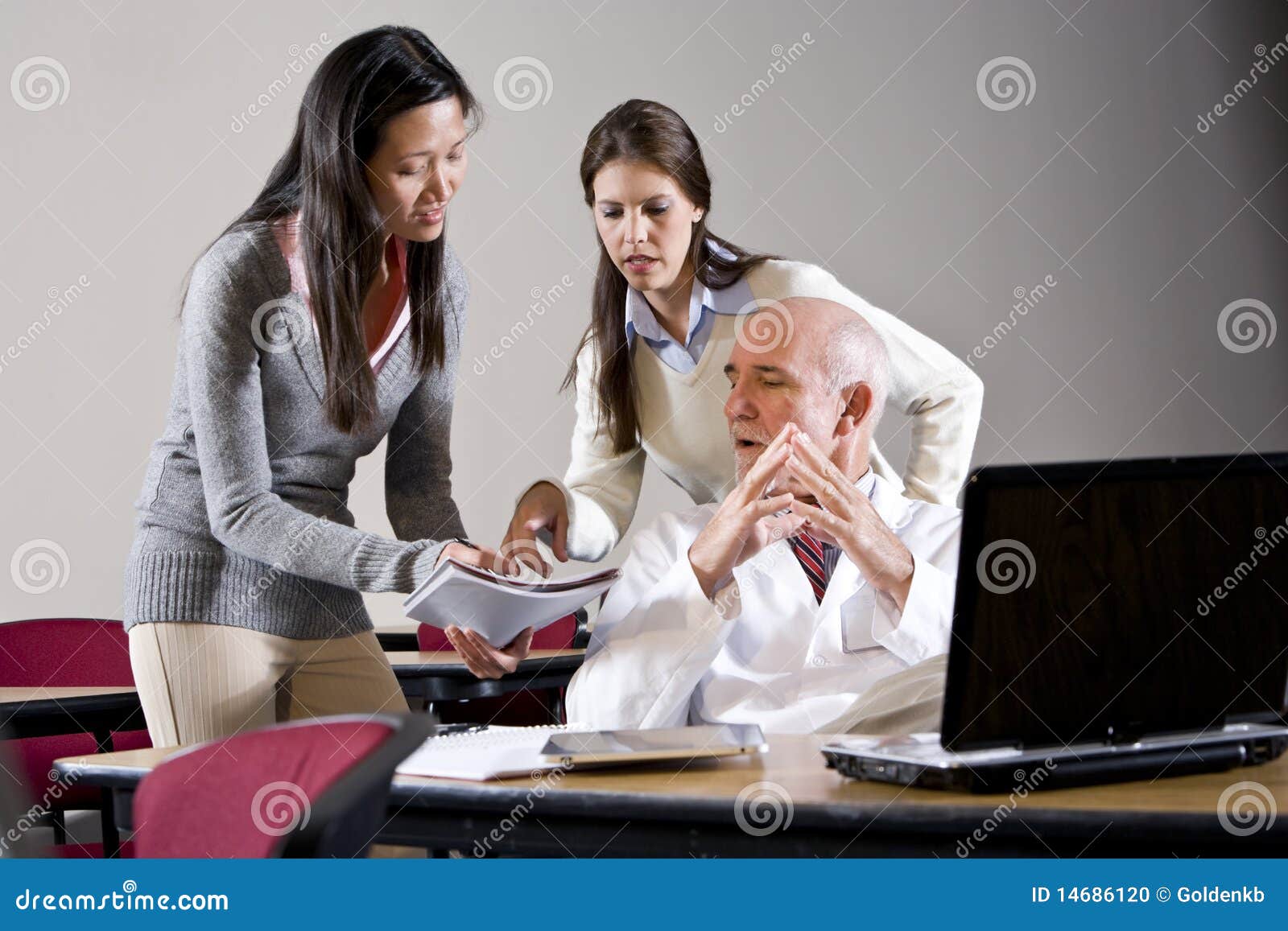 Scientist Talking To Assistants in Conference Room Stock Photo - Image ...