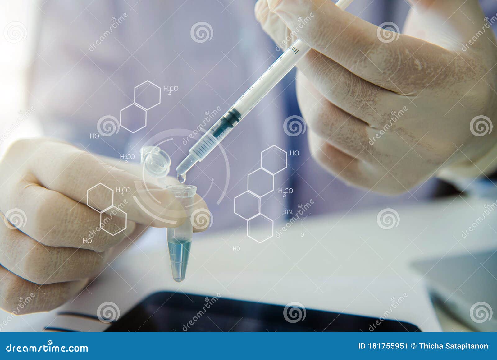 Scientist or Tech Holds Liquid Biological Sample in Gloved. Stock Image ...