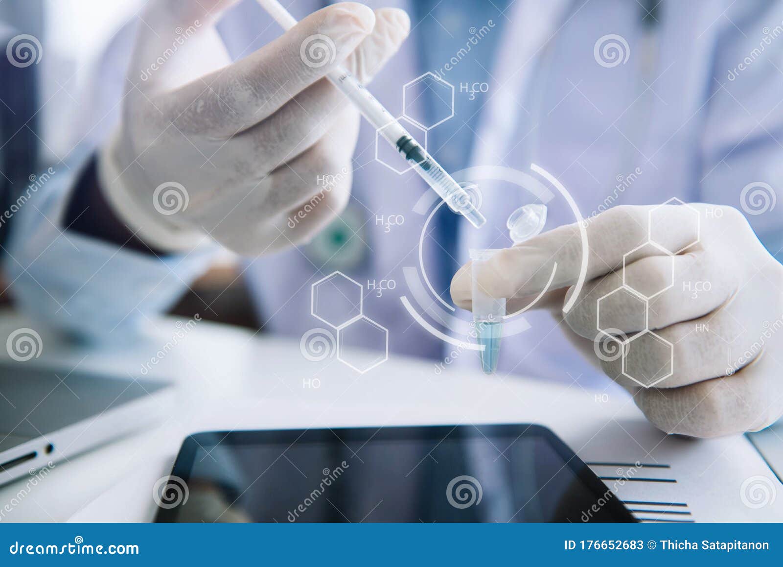 Scientist or Tech Holds Liquid Biological Sample in Gloved. Stock Image ...