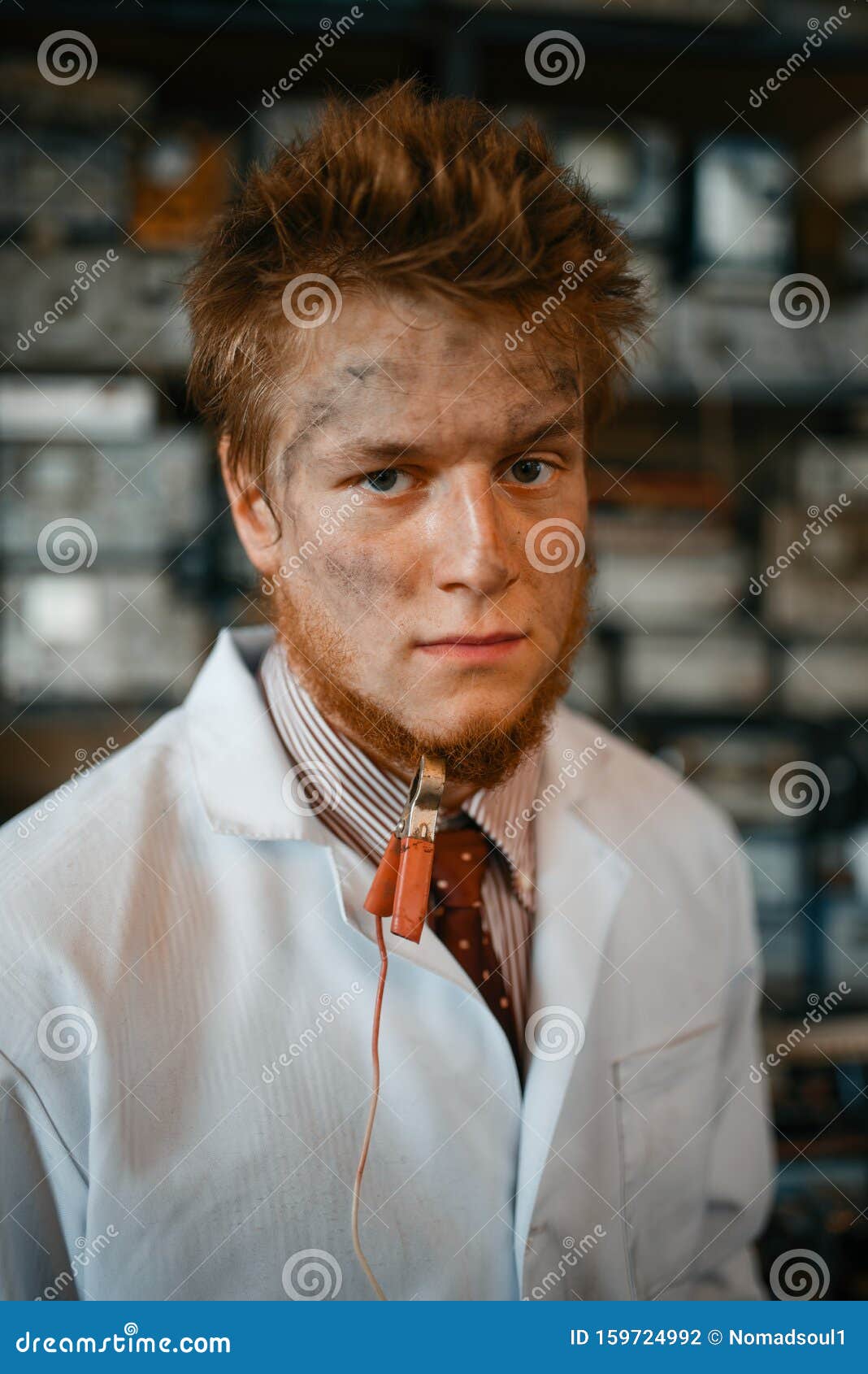 Scientist with Terminal Connected To His Beard Stock Photo - Image of ...