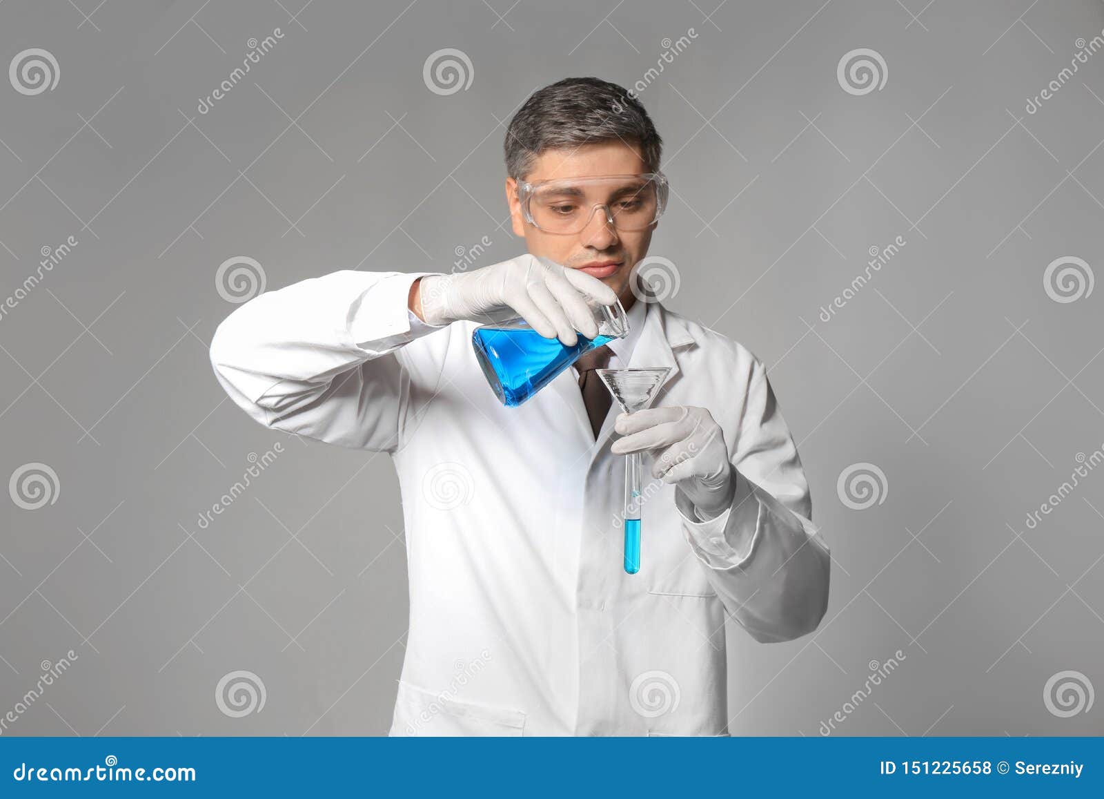 Scientist with Test Sample on Grey Background Stock Photo - Image of ...