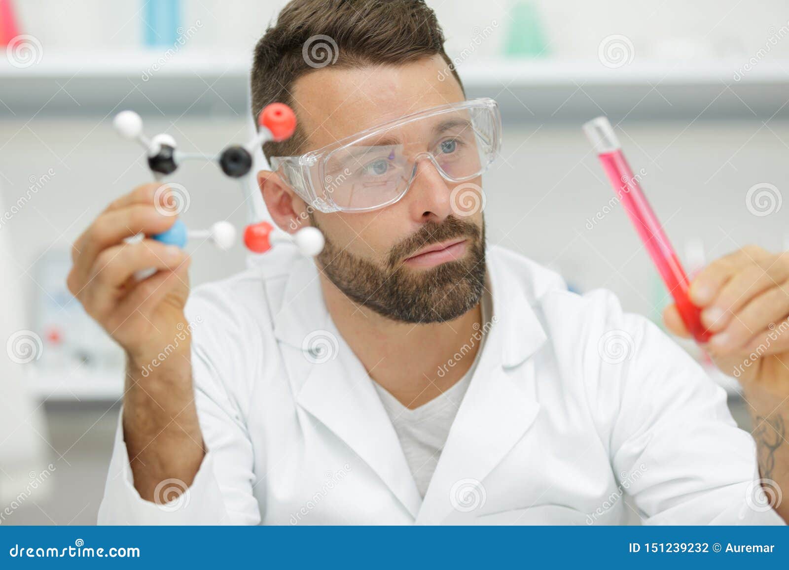 Scientist with Test Tube and Dna Molecule Stock Photo - Image of ...