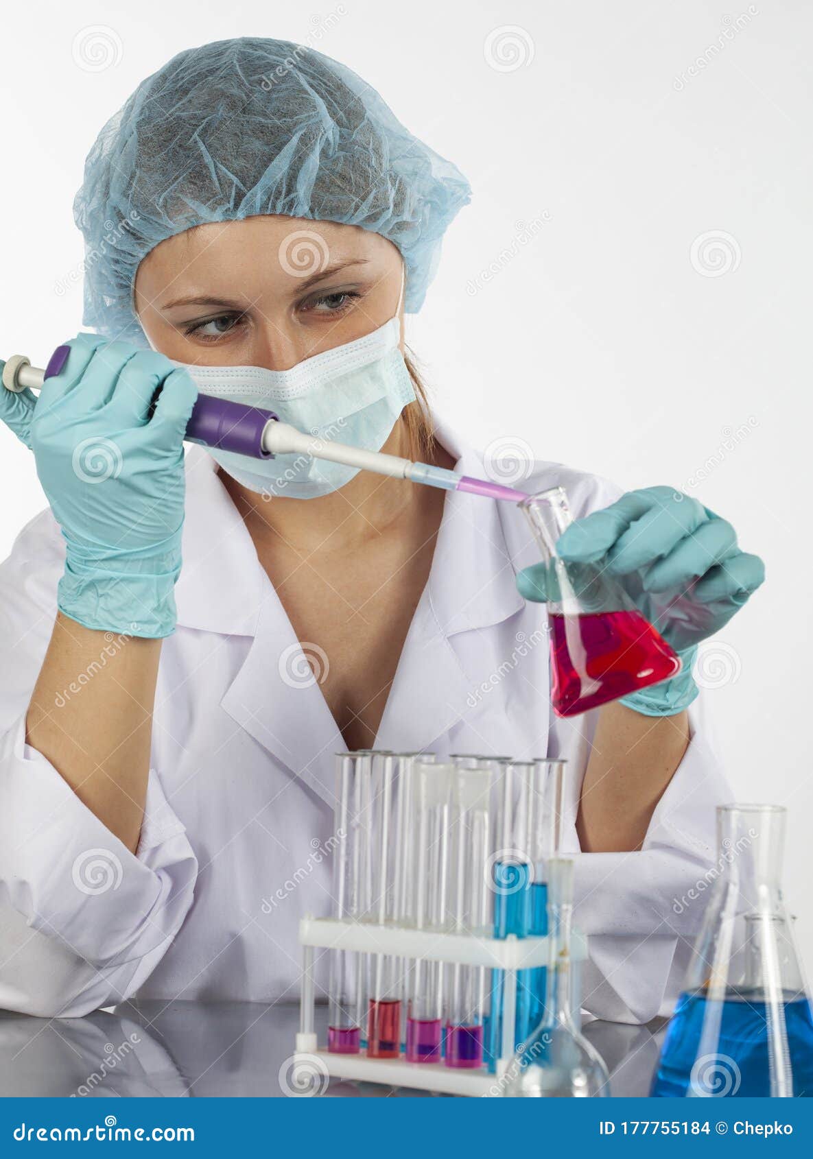 Scientist with test tubes stock photo. Image of chemicals - 177755184