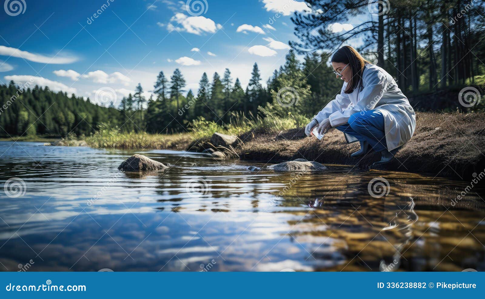 Scientist Testing And Checking In Lab Room On Watercolor Illustration ...
