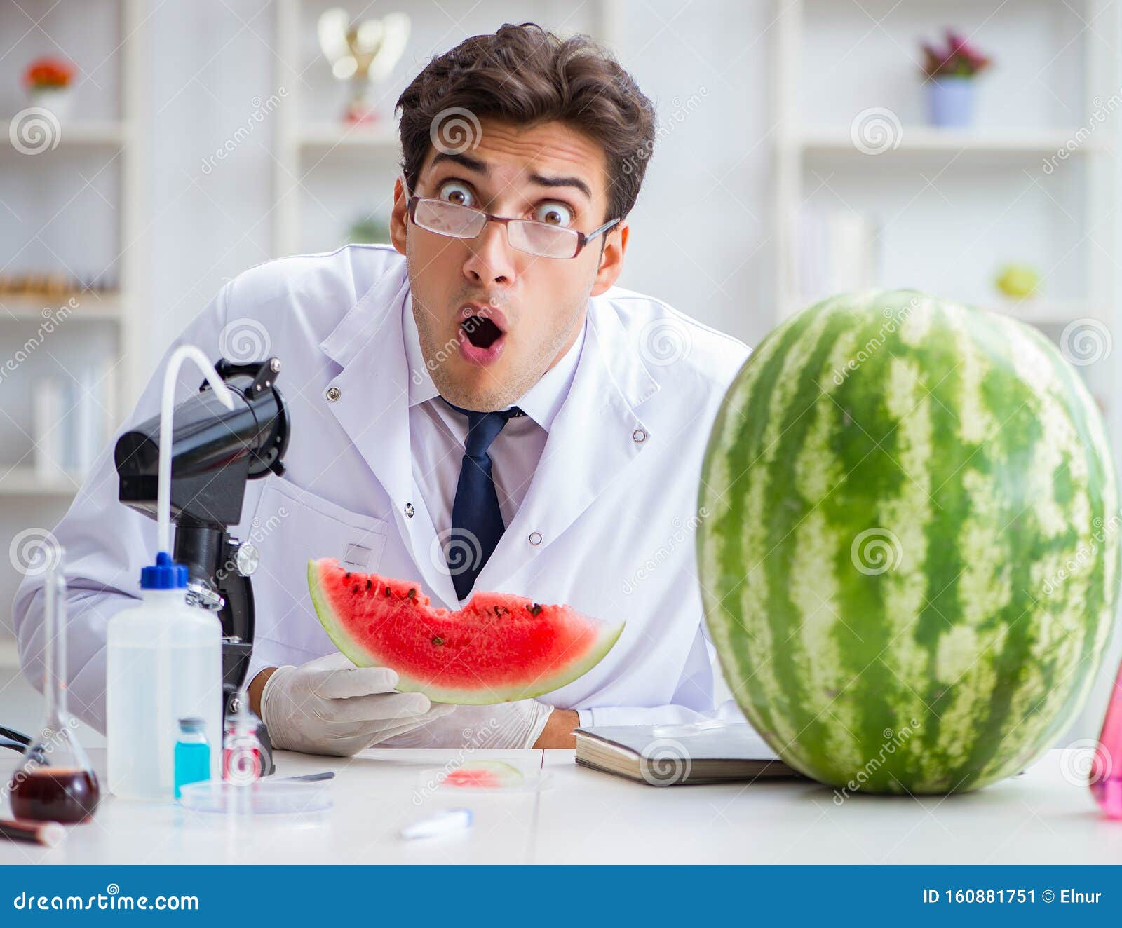 Scientist Testing Watermelon in Lab Stock Image - Image of microscope ...