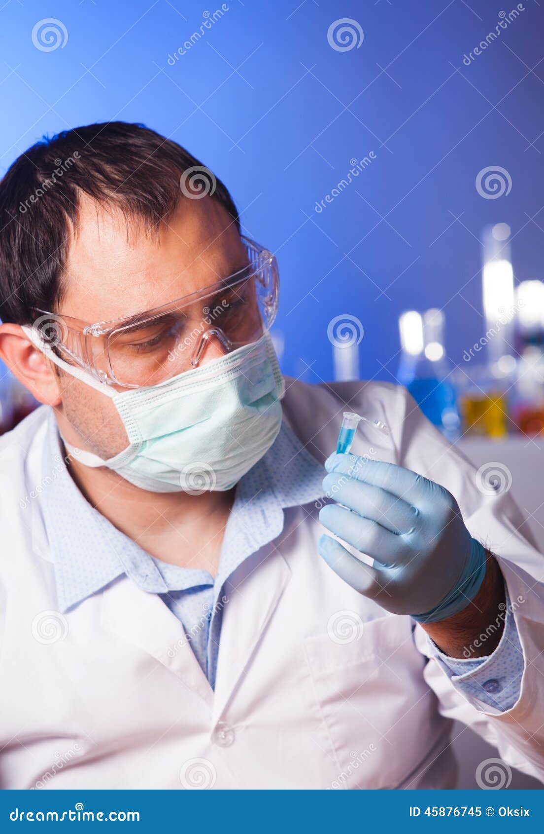 Scientist is thinking stock image. Image of holding, biochemistry ...