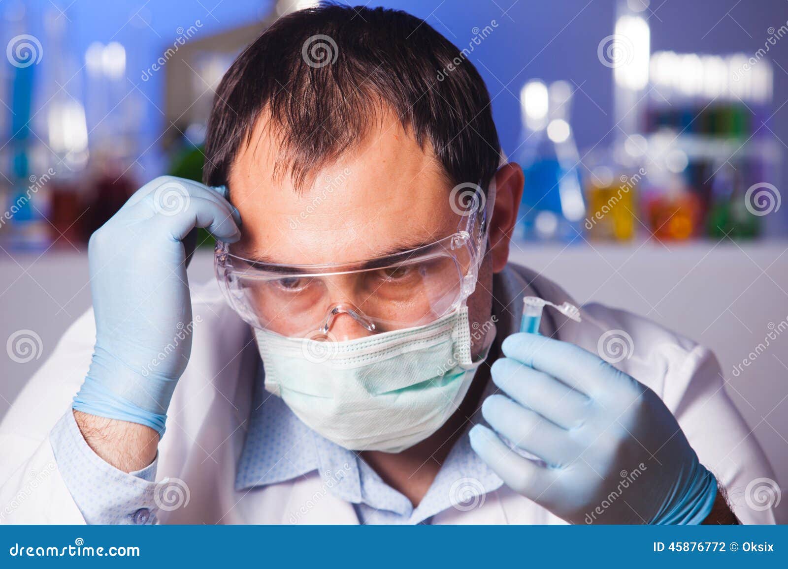 Scientist is thinking stock photo. Image of chemistry - 45876772