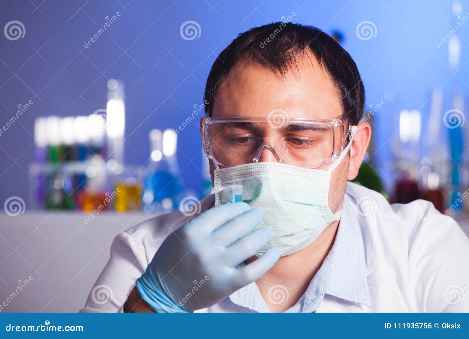 Scientist is thinking stock photo. Image of molecular - 111935756