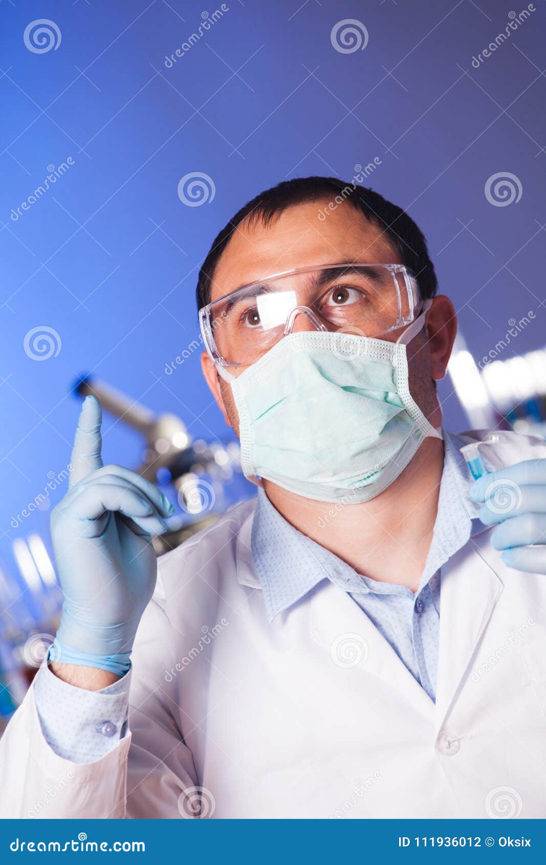 Scientist is thinking stock photo. Image of education - 111936012