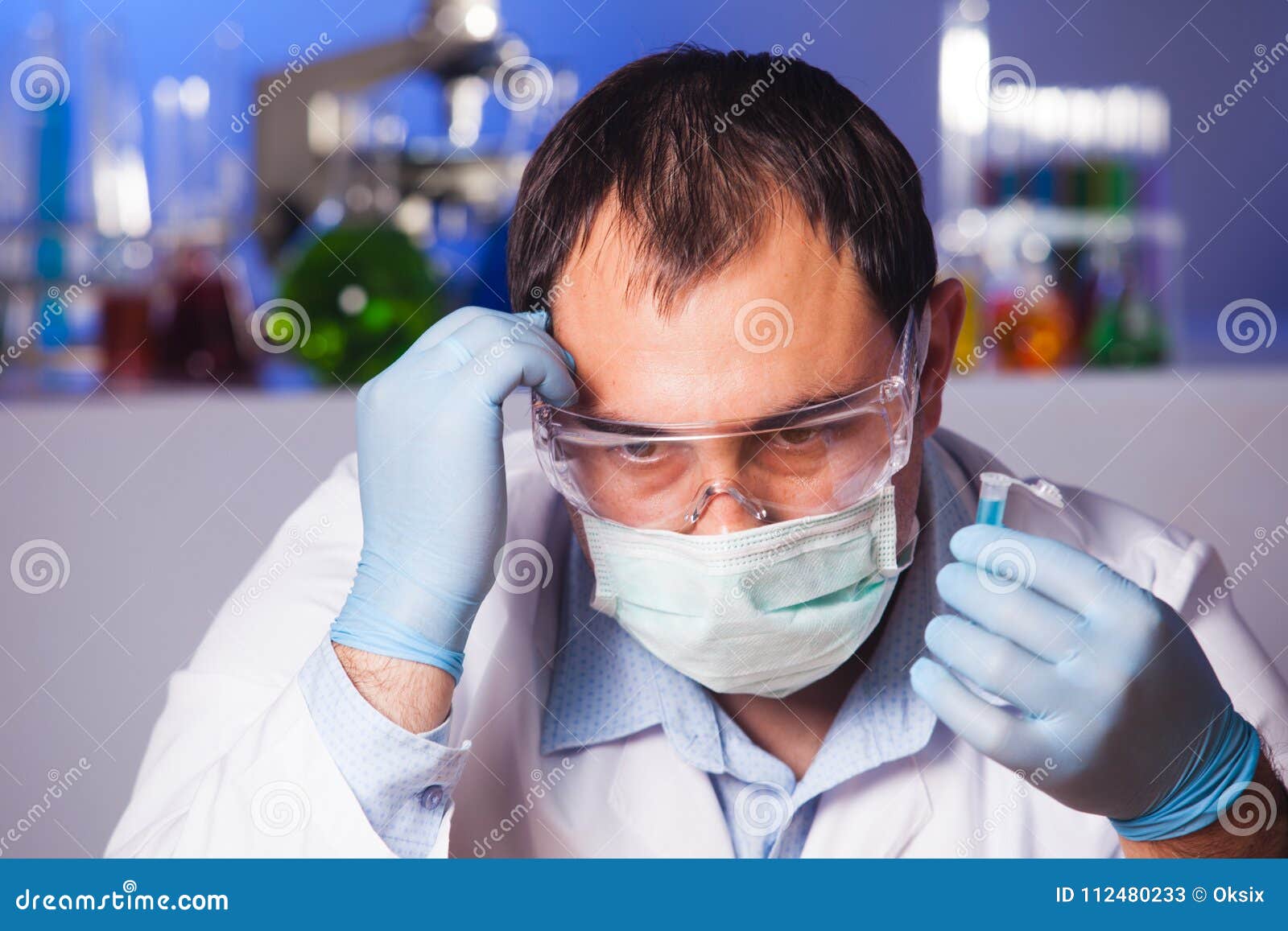 Scientist is thinking stock image. Image of biology - 112480233