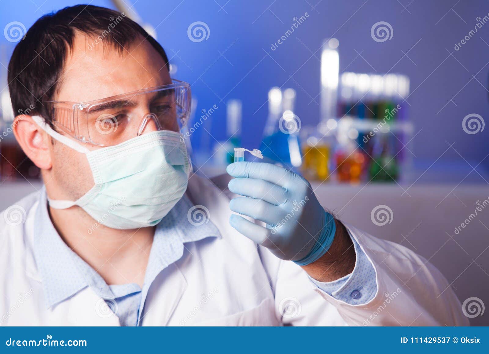 Scientist is thinking stock image. Image of blue, education - 111429537