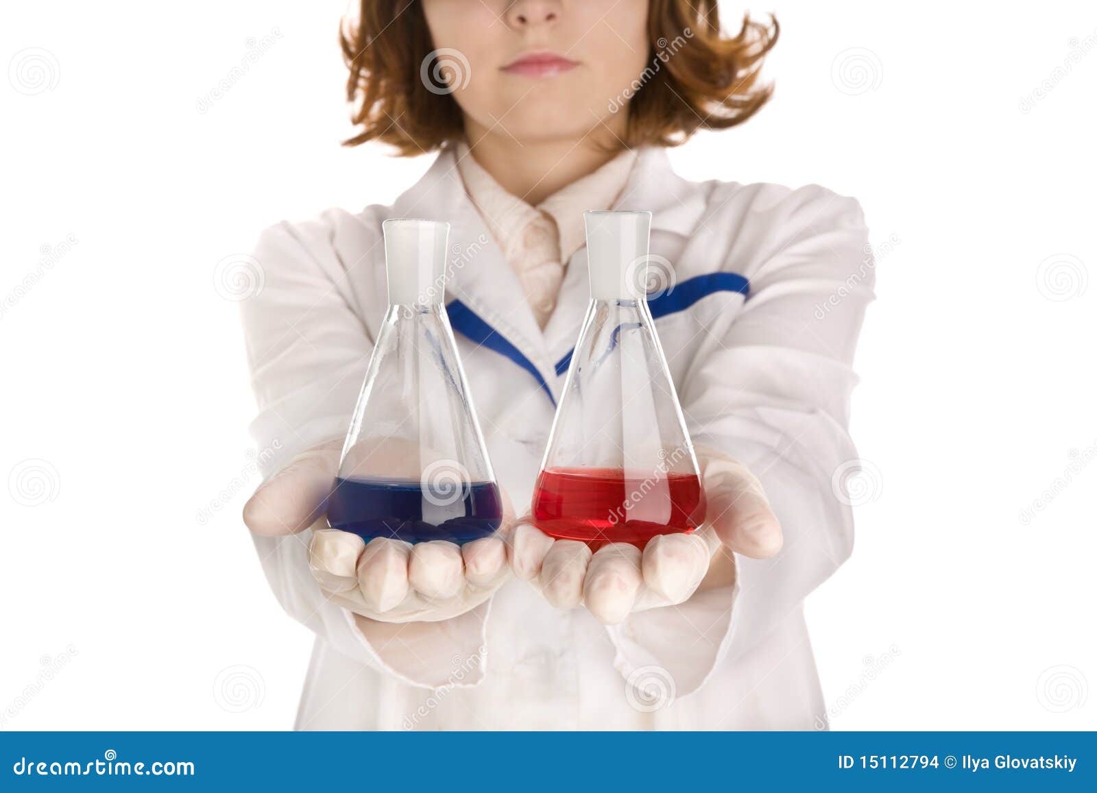 Scientist with two flasks stock photo. Image of flask - 15112794