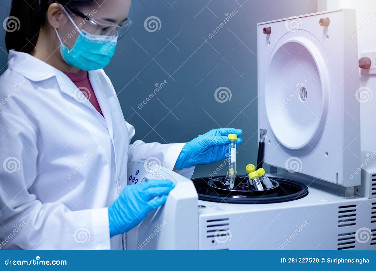Scientist Used the Centrifuged Machine To Separate Sample Extraction ...