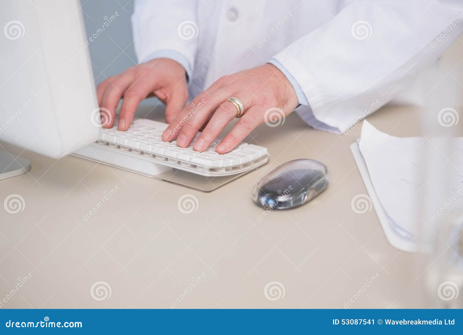 Scientist using computer stock image. Image of male, sheet - 53087541