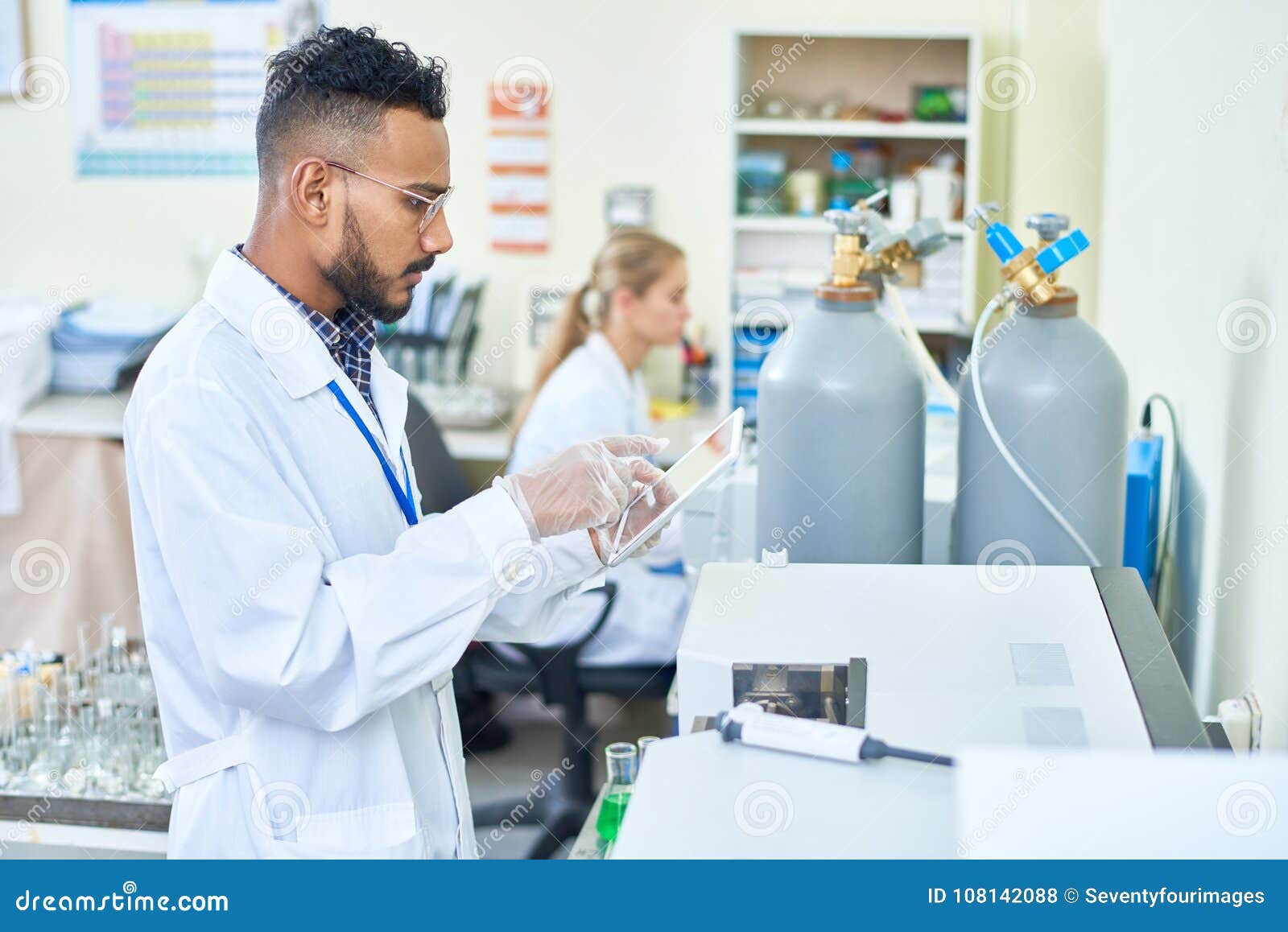 Scientist Using Digital Tablet in Lab Stock Photo - Image of tablet ...